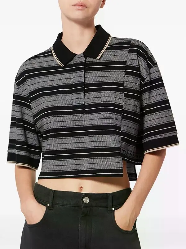 MARANT ETOILE Isalyne Striped Polo Top - Black