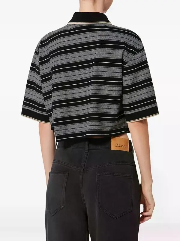 MARANT ETOILE Isalyne Striped Polo Top - Black