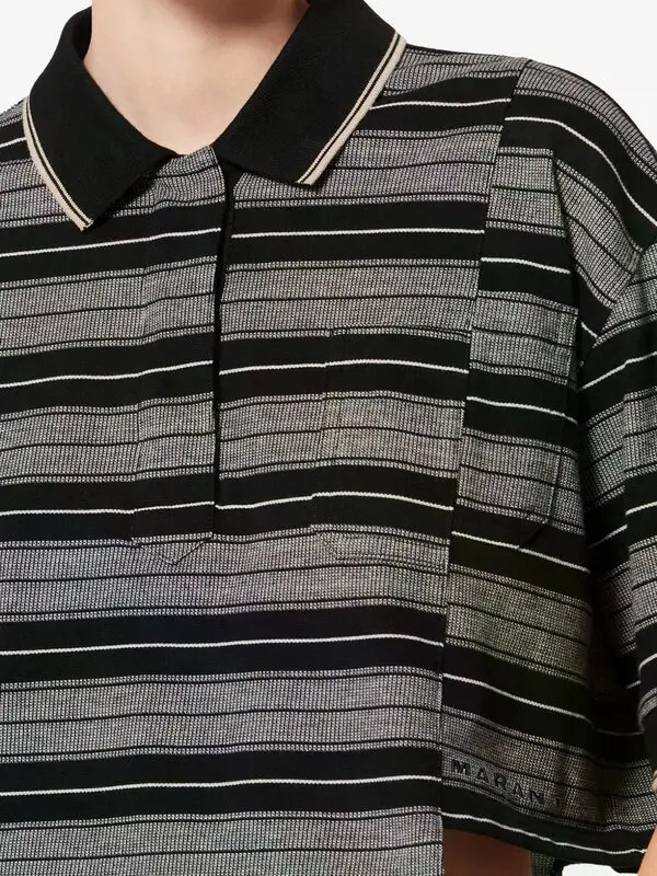 MARANT ETOILE Isalyne Striped Polo Top - Black