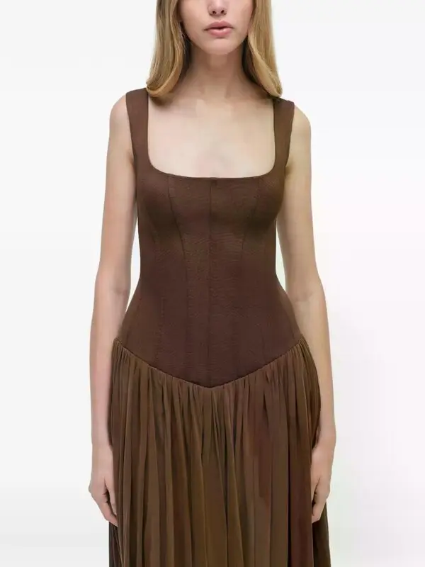 Simkhai Jamie Square-neck Midi Dress - Brown