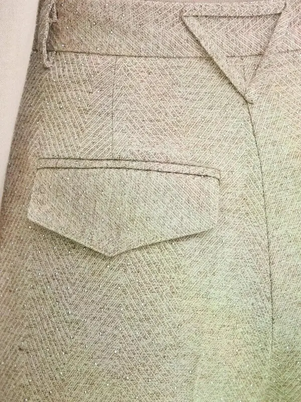 SIMONA CORSELLINI Pleated Herringbone Trousers