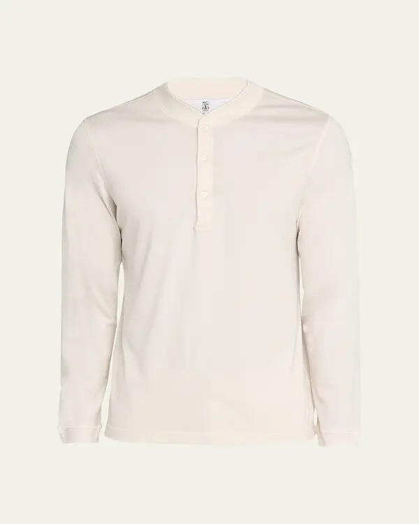 Brunello Cucinelli Cotton Flat Knit Henley Shirt - White