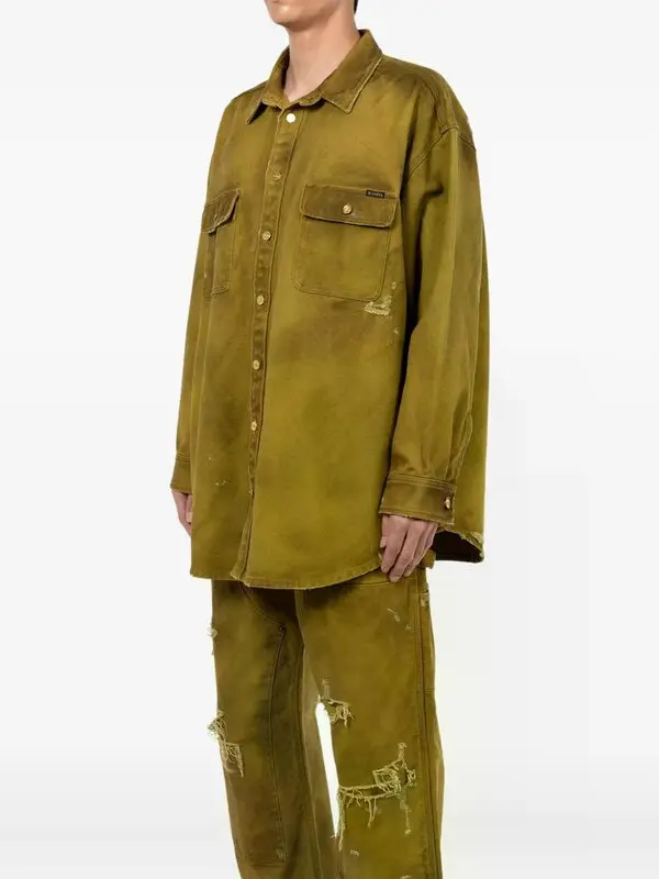 KAMIYA Distressed Pocket Shirt - Yellow