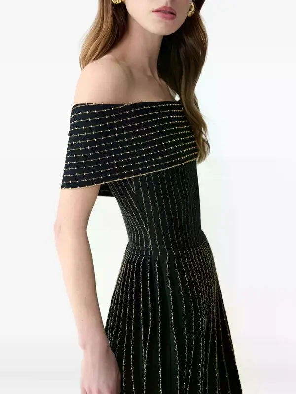 Carolina Herrera Bead-embroidered Off-shoulder Dress