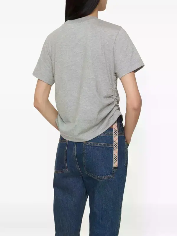 Burberry Equestrian-knight Ruched-side T-shirt - Grey
