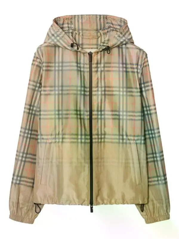 Burberry Gradient Check Hooded Lightweight Jacket