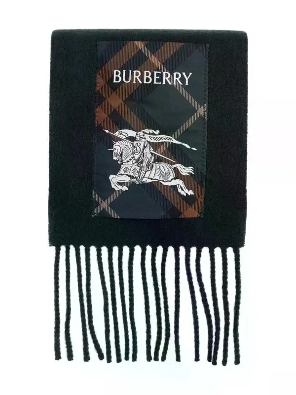 Burberry Fringed Logo Scarf - Green