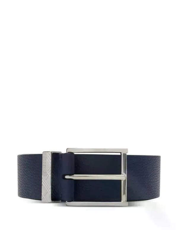Burberry Engraved-check Leather Belt - Blue