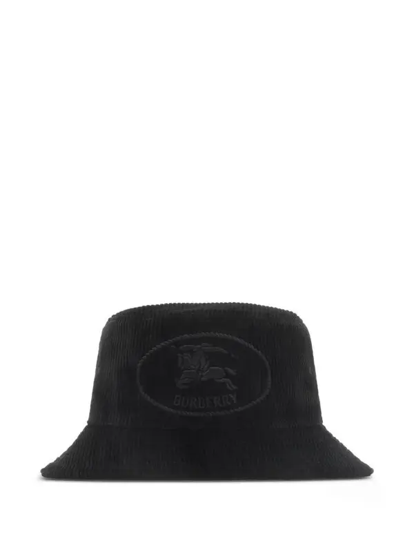 Burberry Knight-stamp Corduroy Bucket Hat - Black