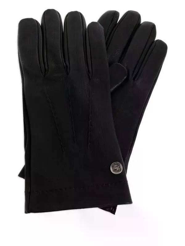 Burberry Topstitch Leather Gloves - Black