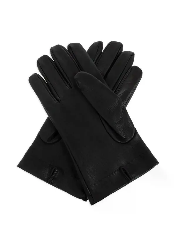 Burberry Topstitch Leather Gloves - Black