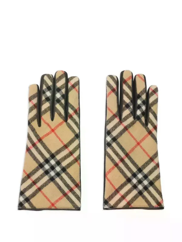 Burberry Checked Gloves - Neutrals