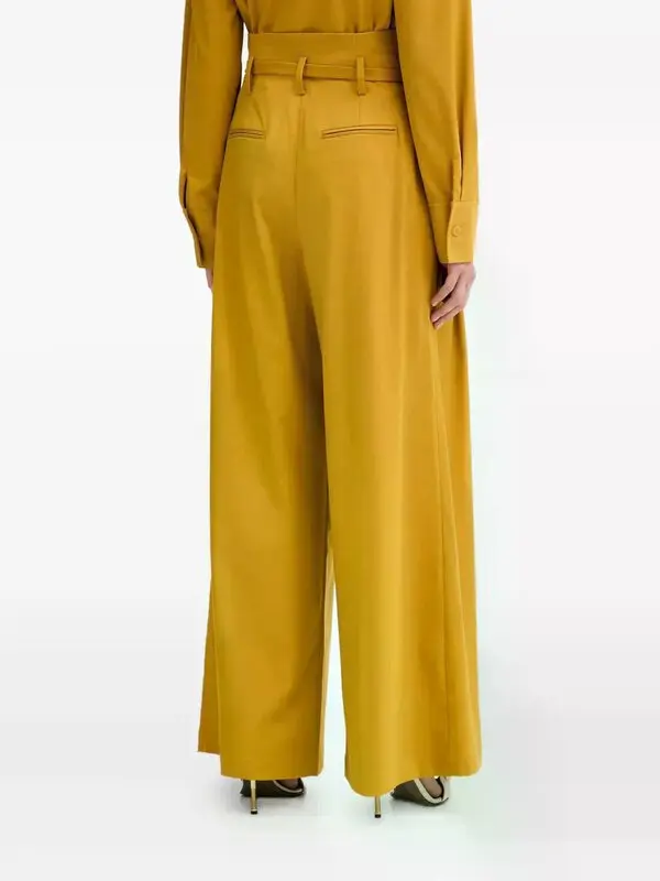 ISABELLE BLANCHE Belted Pleated Palazzo Pants - Yellow