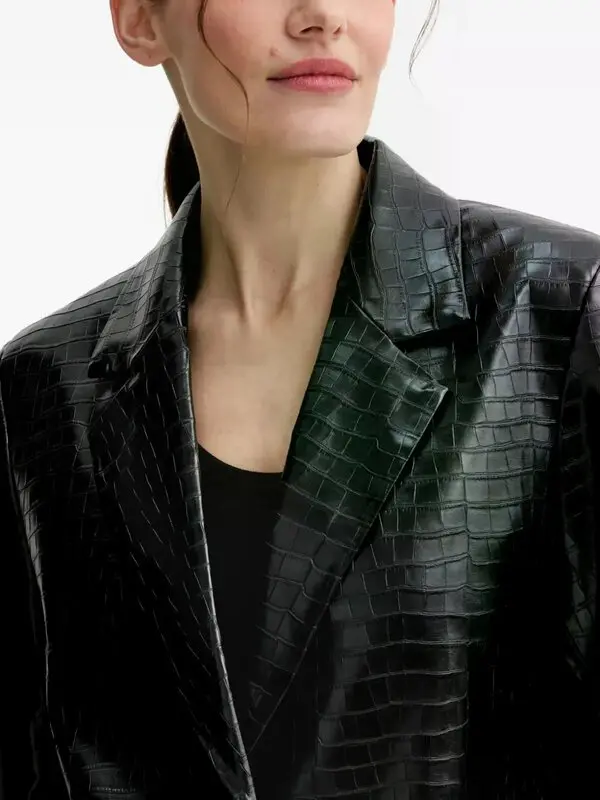 ISABELLE BLANCHE Crocodile-embossed Button-up Blazer