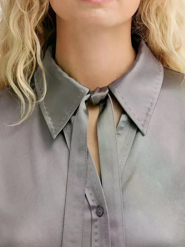 ISABELLE BLANCHE Tie-detail Shirt - Grey