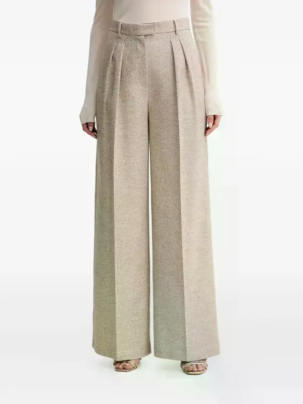 SIMONA CORSELLINI Pleated Herringbone Trousers