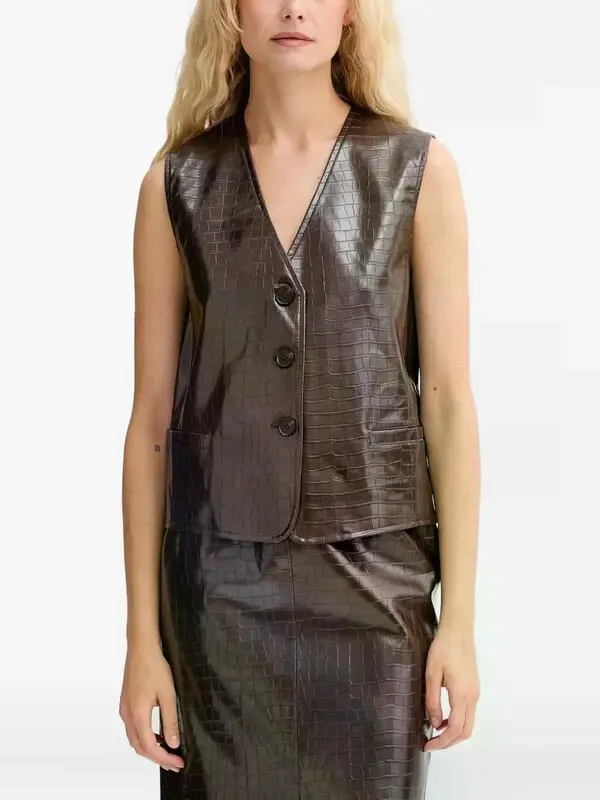 ISABELLE BLANCHE Crocodile-effect Button-up Waistcoat