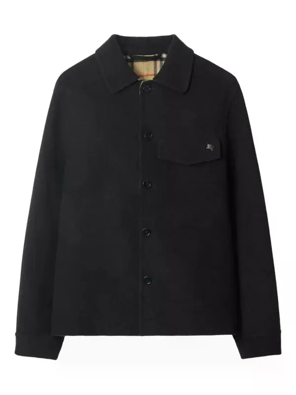 Burberry Knight-motif Wool Shirt Jacket - Black