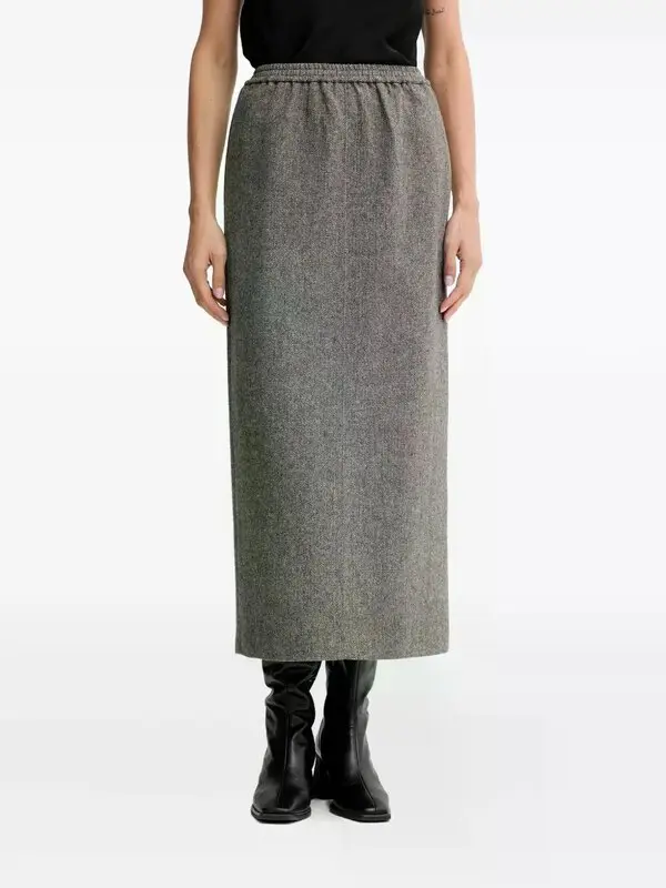 ISABELLE BLANCHE Herringbone Maxi Skirt With Elasticated Waist