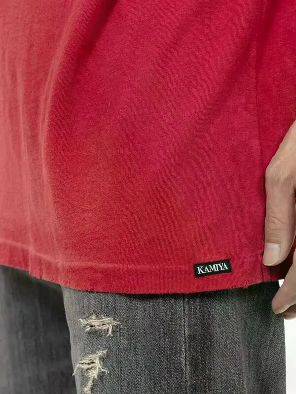 KAMIYA Wolf-print Distressed T-shirt