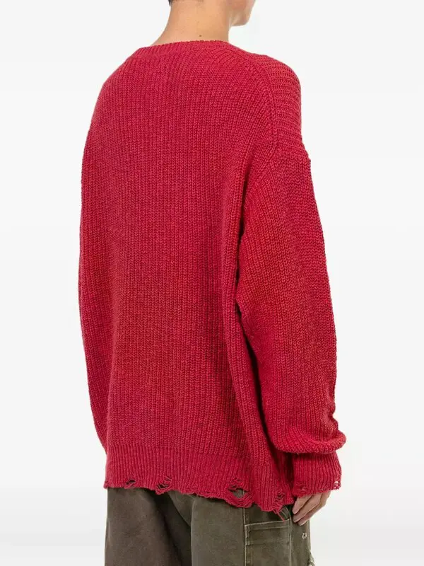 KAMIYA Frayed Hem Sweater - Red