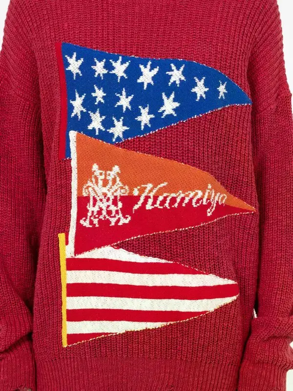 KAMIYA Frayed Hem Sweater - Red