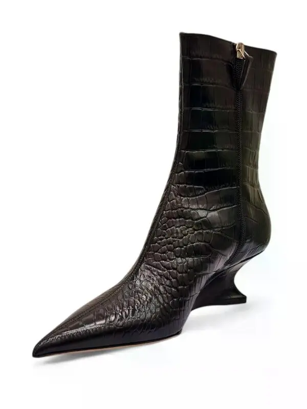 Paris Texas Nina Crocodile-effect Sculpted Boots - Black