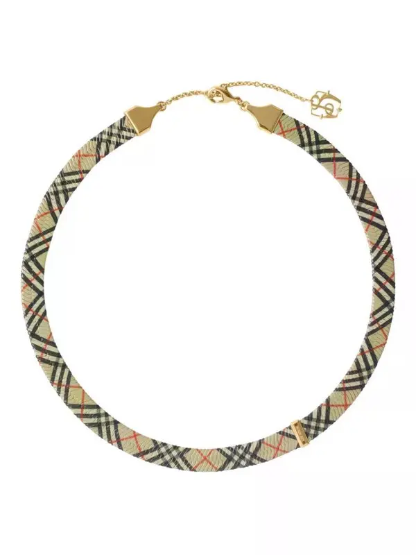 Burberry Check-print Chain Necklace - Gold