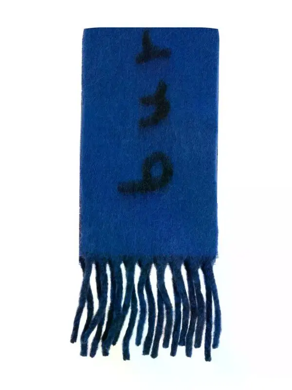 Burberry Logo-detail Fringed Scarf - Blue