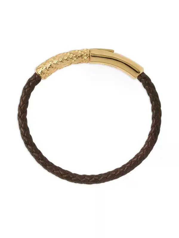 Burberry Engraved Check Leather Bracelet - Brown