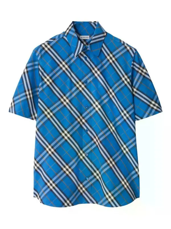Burberry Check Cotton Shirt - Blue