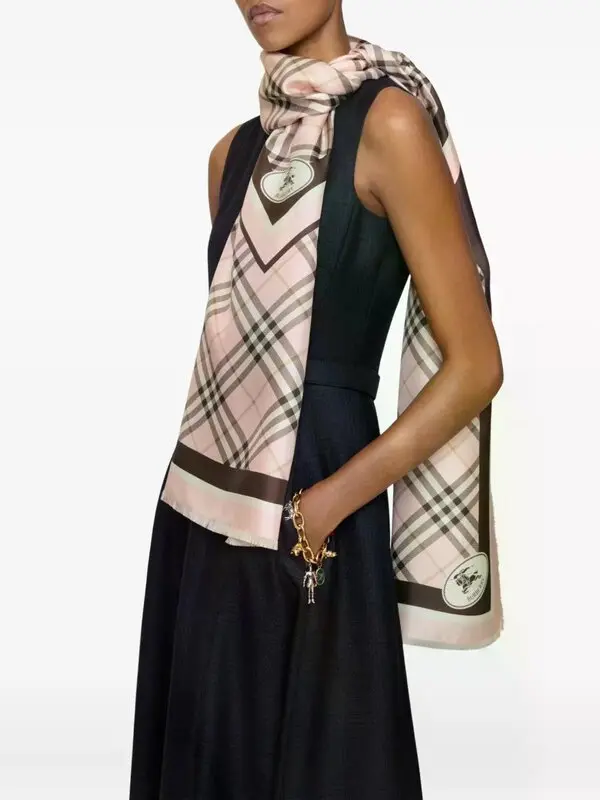 Burberry Check Knight Stamp Silk Scarf