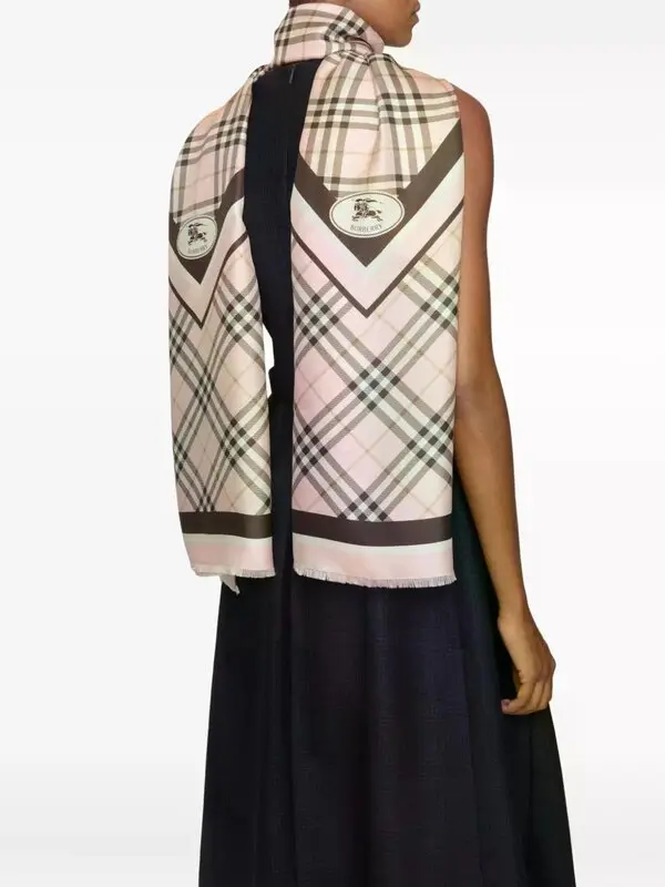 Burberry Check Knight Stamp Silk Scarf