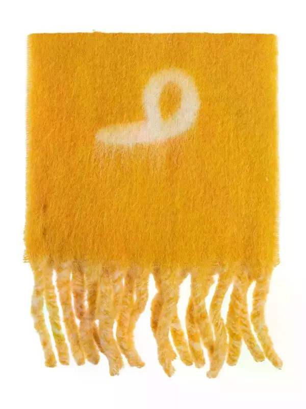Burberry Logo-detail Fringed Scarf - Yellow
