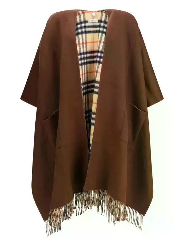 Burberry Embroidered Fringed Cape - Brown
