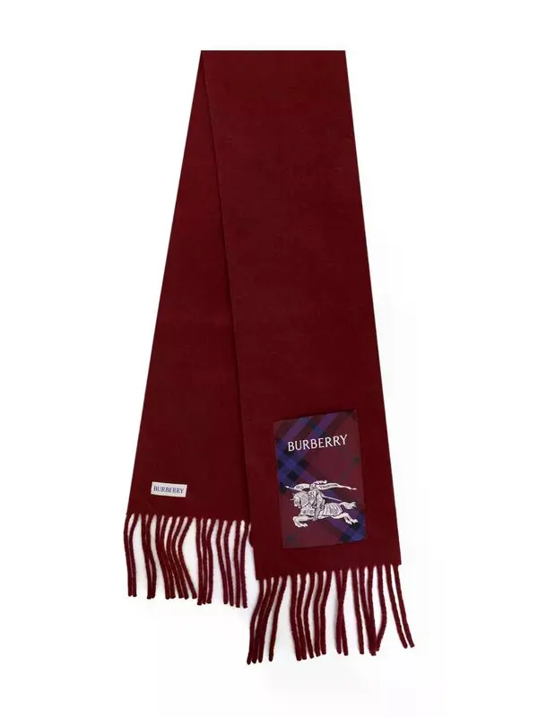 Burberry Fringed Logo-patch Scarf - Red
