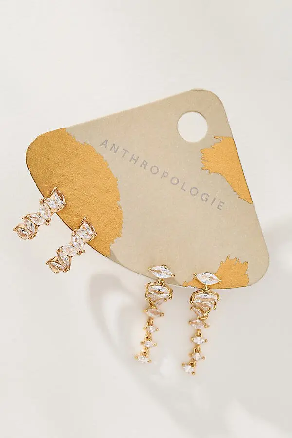 Anthropologie Sparklg Crystal Earrings Set - Gold