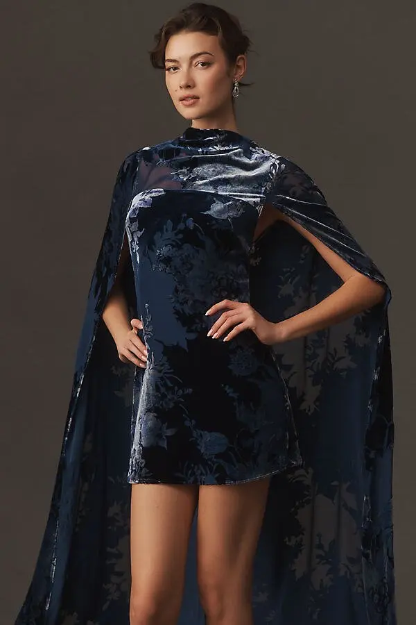 Bhldn Velvet Caped Mini Dress