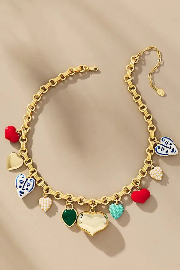 Clare V. Le Heartbreaker Charm Necklace - Multi