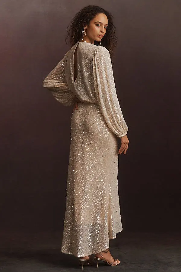 MARE MARE Sequin Long-sleeve Maxi Dress