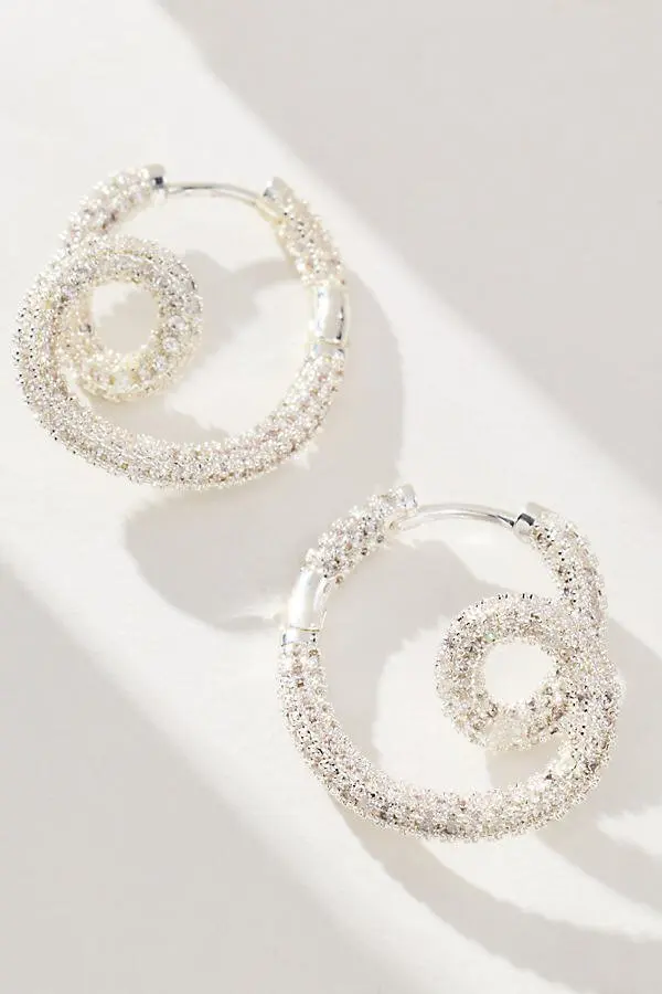Anthropologie Spiral Twist Hoop Earrings - Silver