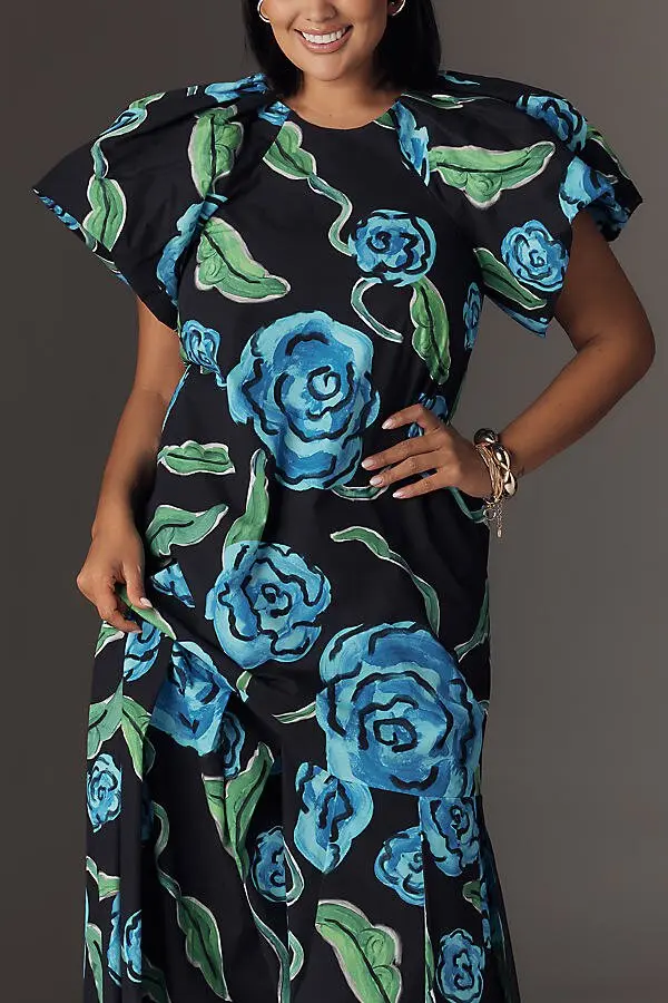 DE LORETA Short-sleeve Maxi Dress