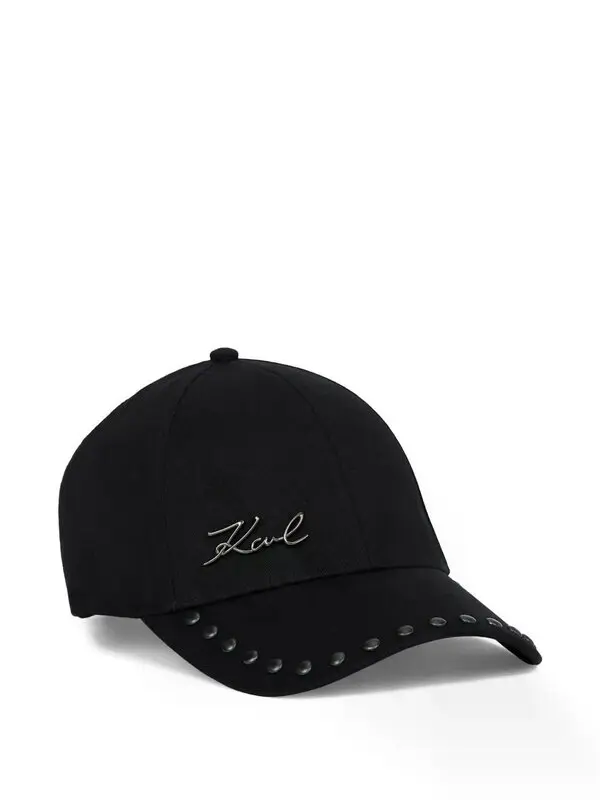 Karl Lagerfeld Signature Studded Baseball Cap - Black