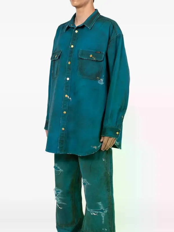 KAMIYA Distressed Pocket Shirt - Blue