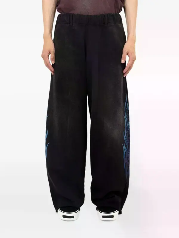 KAMIYA Flame-print Distressed Trousers