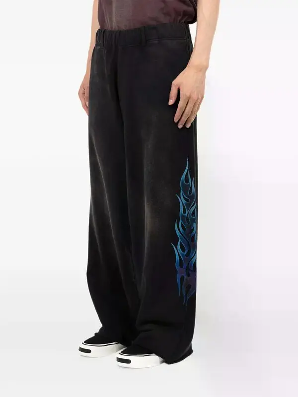 KAMIYA Flame-print Distressed Trousers