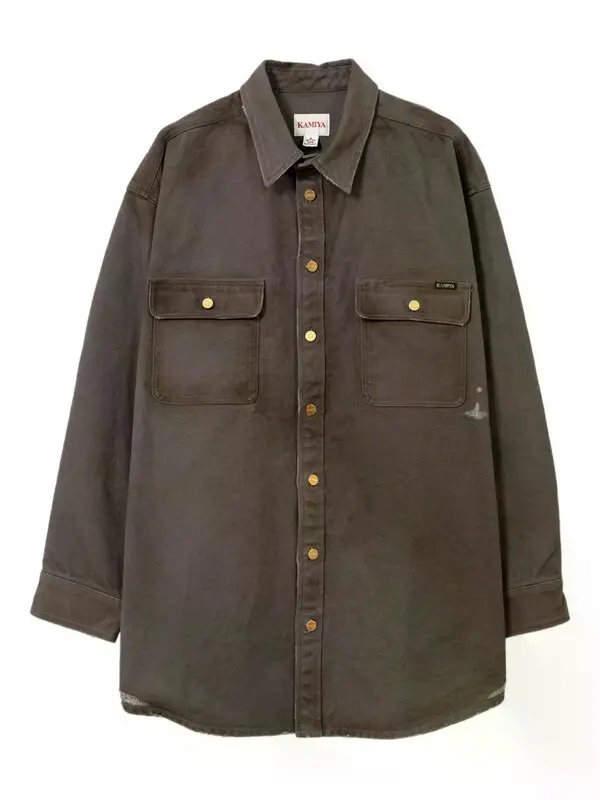 KAMIYA Ripped-detail Pocket Shirt - Grey
