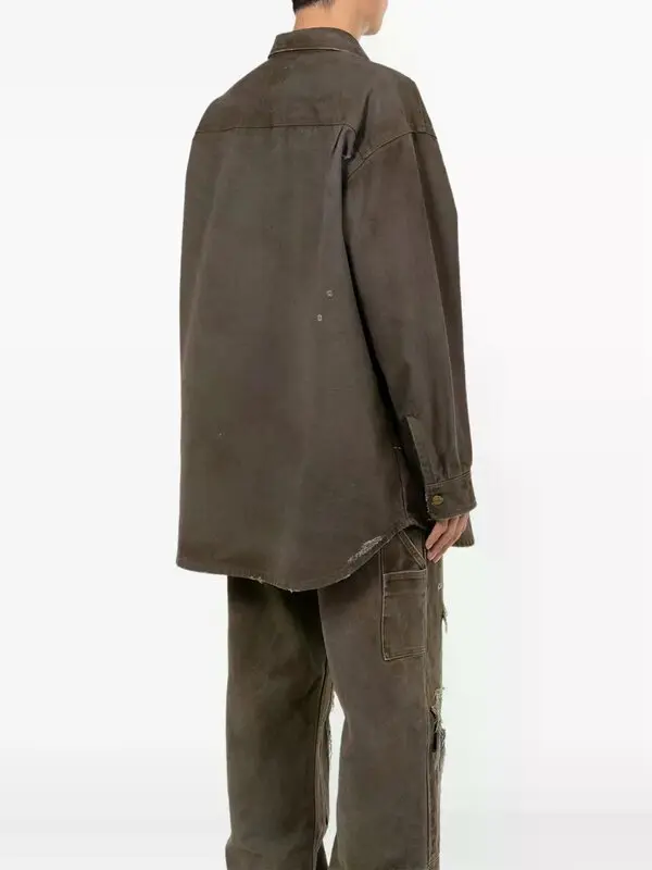 KAMIYA Ripped-detail Pocket Shirt - Grey