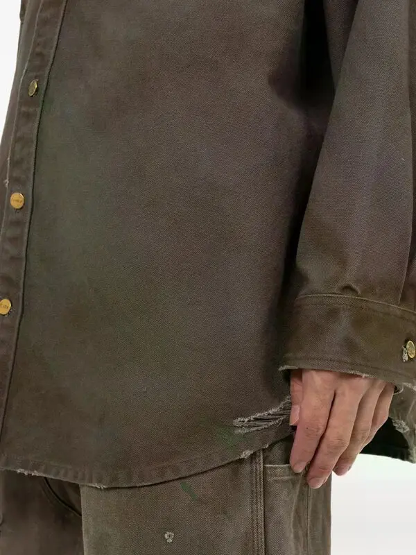 KAMIYA Ripped-detail Pocket Shirt - Grey