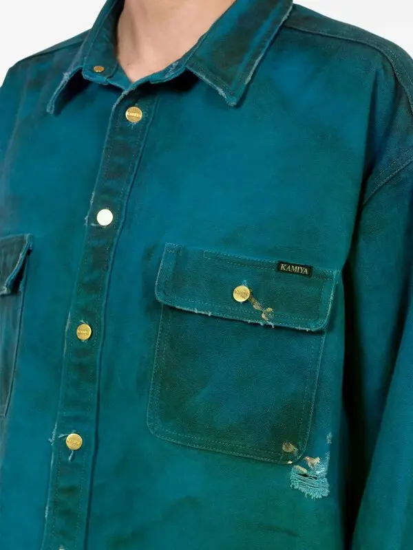 KAMIYA Distressed Pocket Shirt - Blue